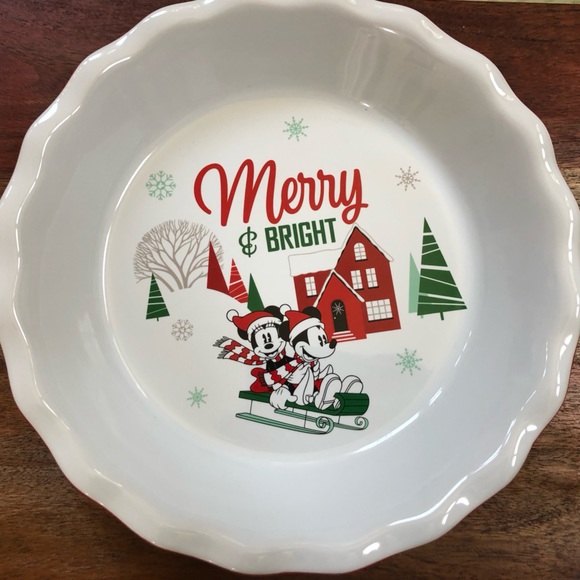 Disney | Kitchen | Disney Mickey And Minnie Mouse Holiday Pie Dish ...